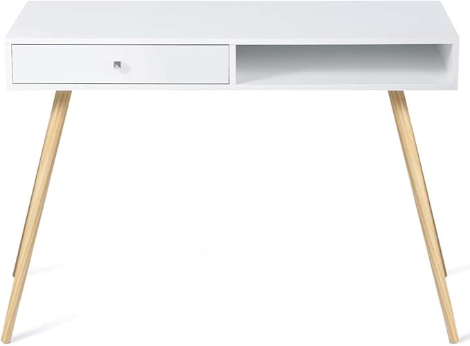 Scandinavian Desk with Storage – Minimalist Nordic Writing Desk 105 cm ...